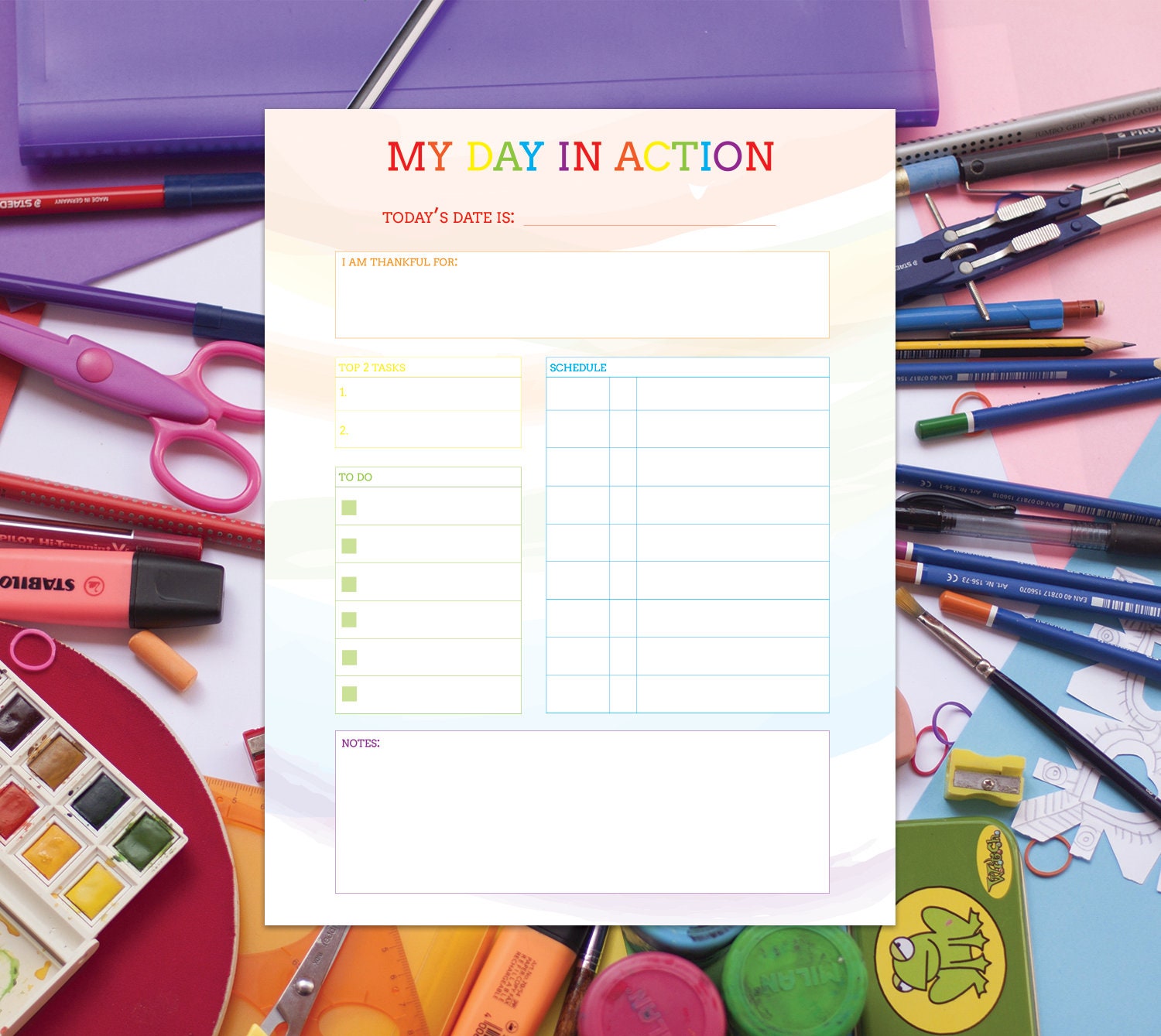 Printable Daily Action Plan FOR KIDS | Planner | Full Life | Homeschool ...