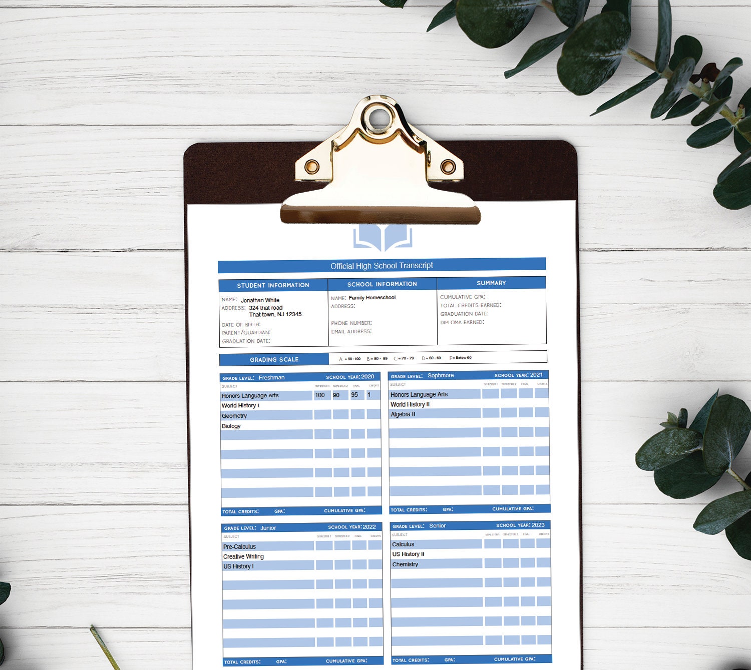 Homeschool Transcript EDITABLE Printable | Homeschool Supplies | Record ...