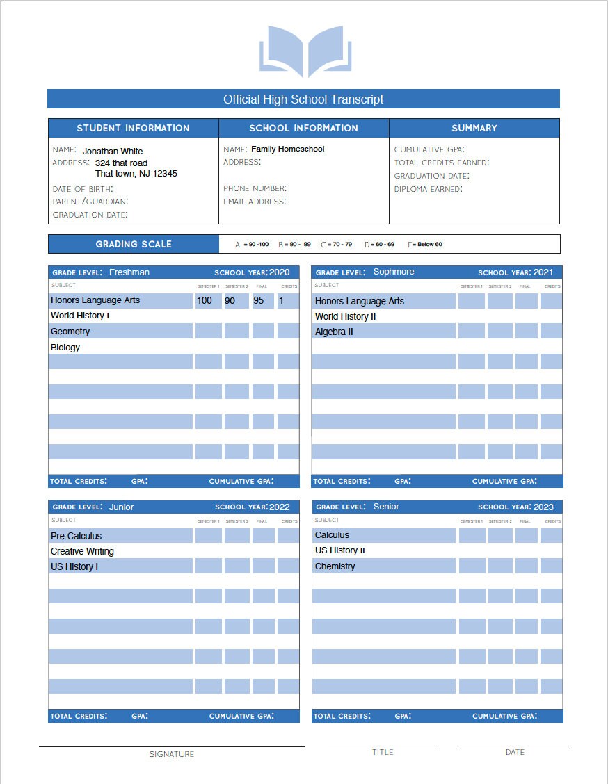 Homeschool Transcript EDITABLE Printable | Homeschool Supplies | Record ...