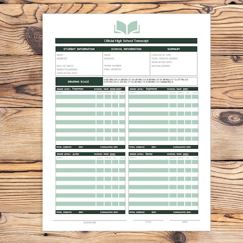 Editable Transcript Template Homeschool Transcripts - Etsy