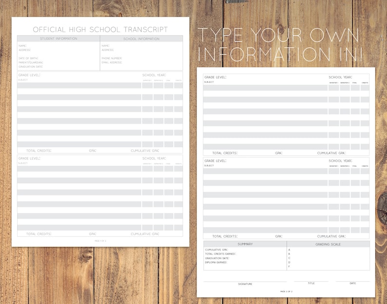 Homeschool Transcript EDITABLE Printable | Homeschool Supplies | Record ...