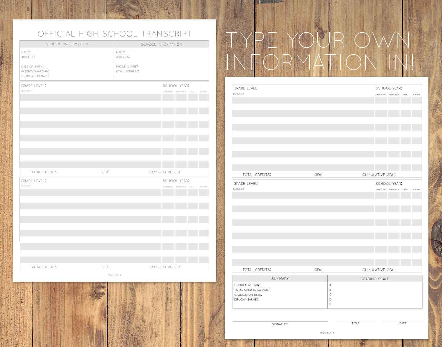 Homeschool Transcript EDITABLE Printable | Homeschool Supplies | Record ...