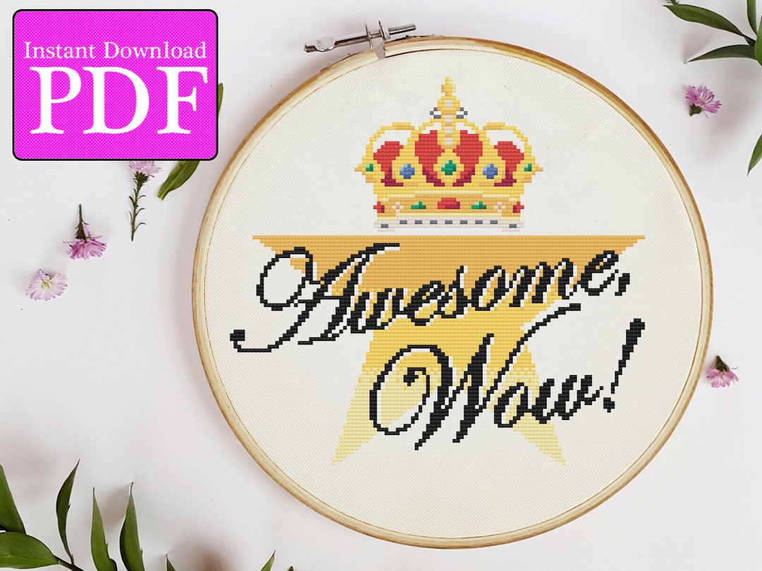 Hamilton "awesome, Wow!" Cross Stitch Pattern - Etsy