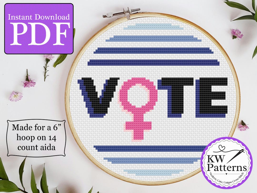 Vote Female Symbol Cross Stitch Pattern Feminist American Politics 2024 ...