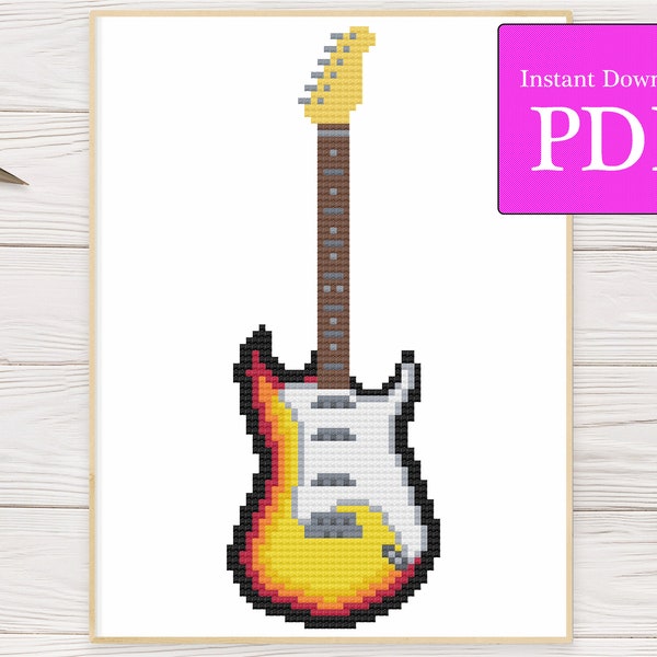 Guitar Cross Stitch - Etsy