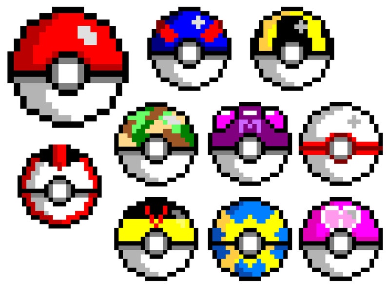 Perler Bead Pattern Pack: Pokeballs | Etsy