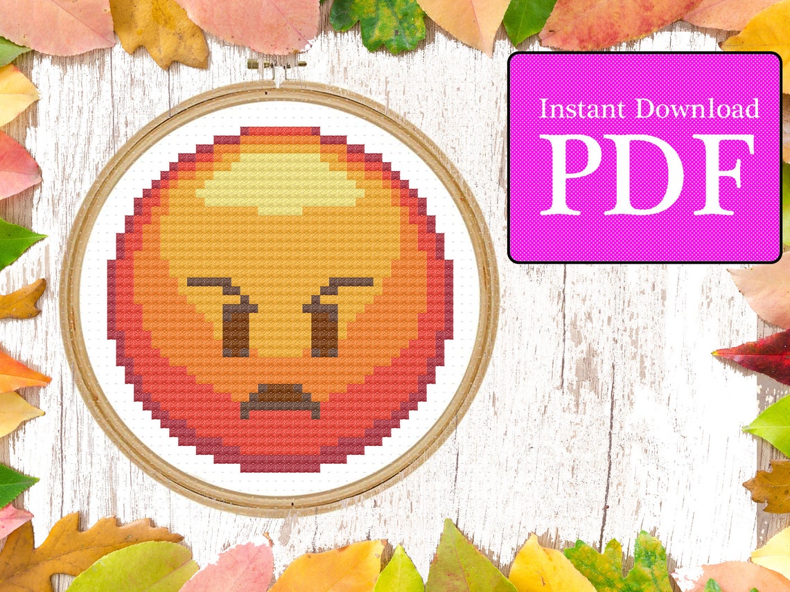 Angry Emoji Cross Stitch Pattern - Etsy
