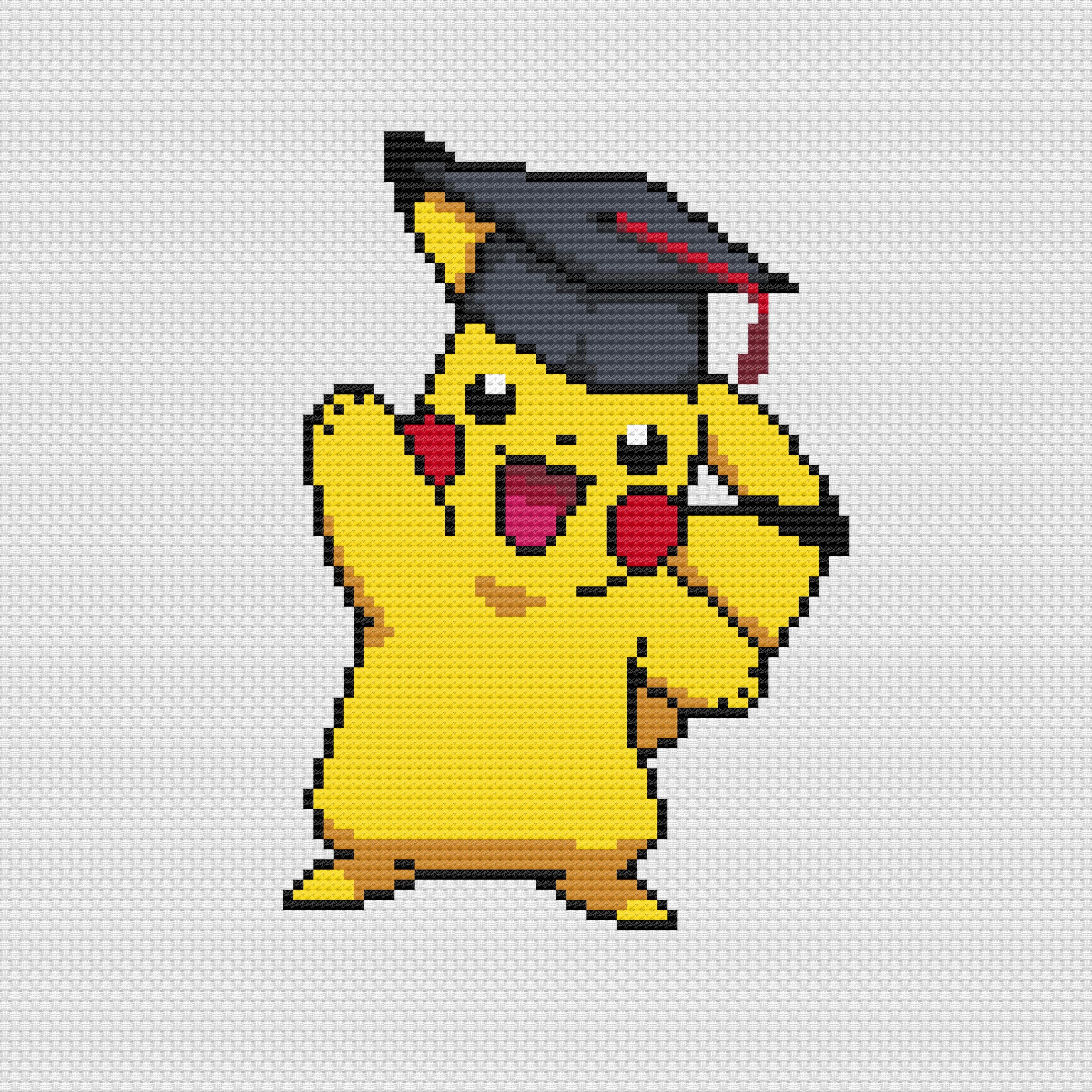 Graduation Cap Pikachu Cross Stitch Pattern | 6 Inch Hoop 18 Count Aida ...