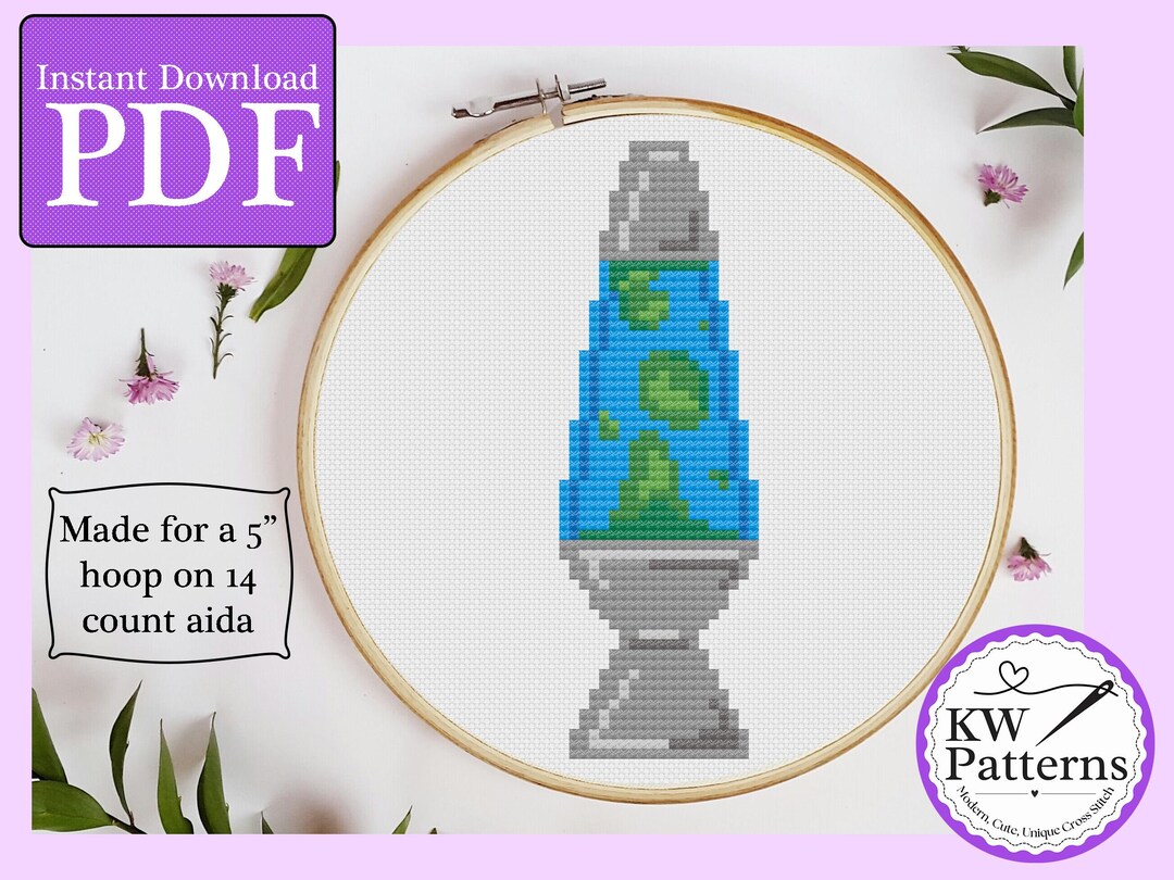 Blue and Green Lava Lamp Cross Stitch Pattern | Beginner Friendly ...