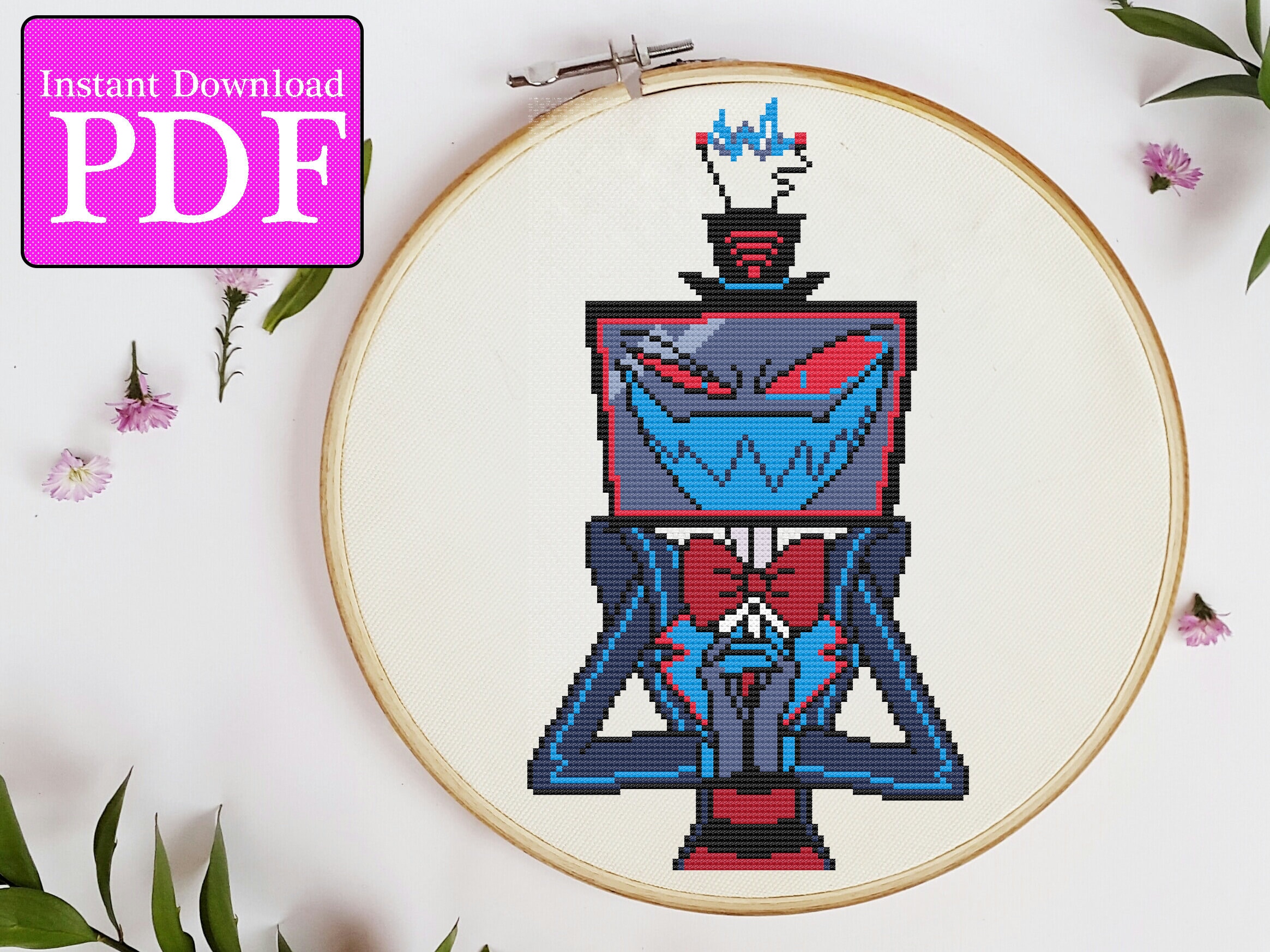Vox the TV Demon Cross Stitch Pattern | Hazbin Hotel - Etsy