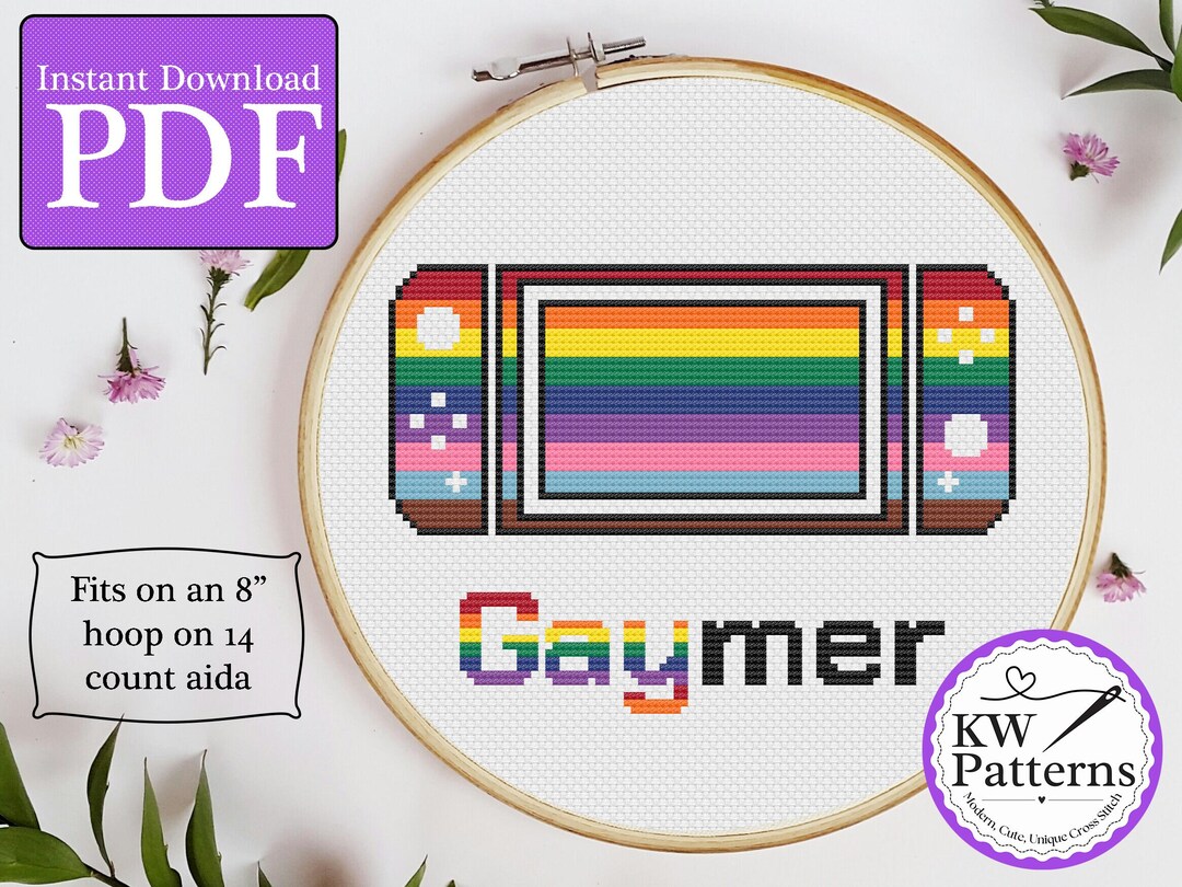 Gaymer Switch Controller Cross Stitch Pattern | 8" Hoop on 14 Count ...