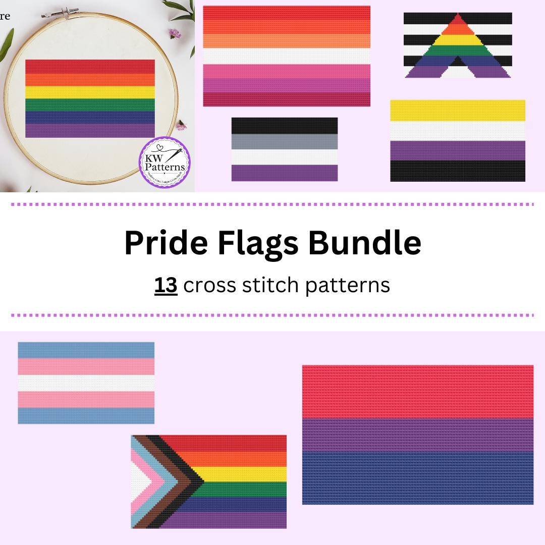 Pride Flags Cross Stitch Pattern Bundle | Identity Pride Flags | 13 ...