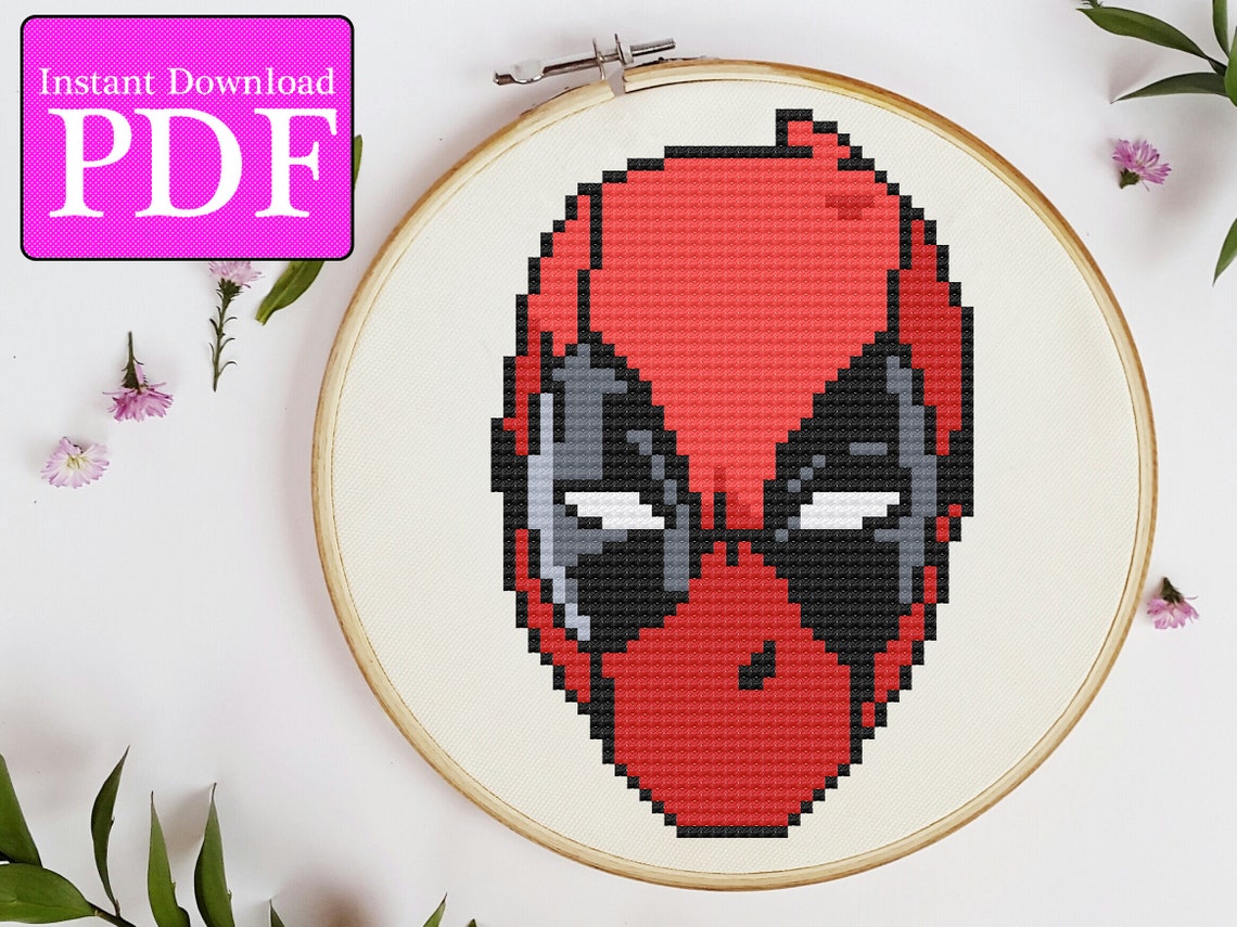 Deadpool Mask Cross Stitch Pattern | Etsy