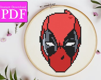 Deadpool Cross Stitch Pattern - Etsy