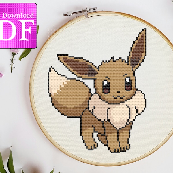 Eevee Cross Stitch Kit - Etsy
