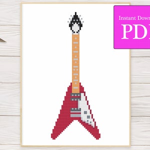 V-style Guitar Cross Stitch Pattern - Etsy
