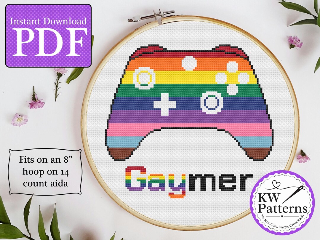 Gaymer Xbox Controller Cross Stitch Pattern | 8" Hoop on 14 Count Aida ...