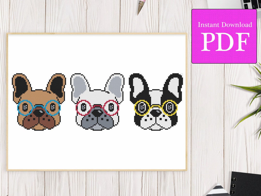Three Cute Frenchies Cross Stitch Pattern - Etsy