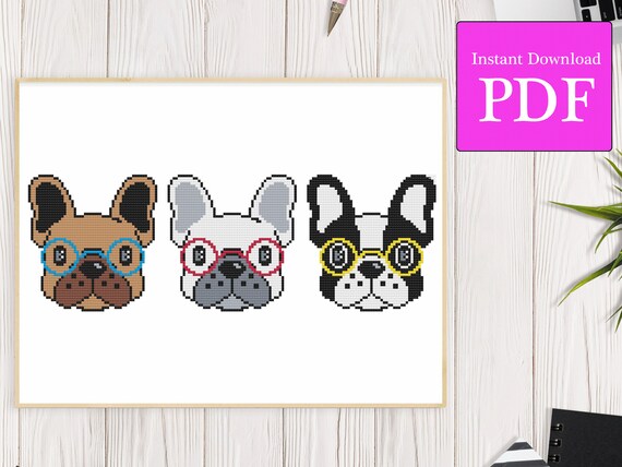 Three Cute Frenchies Cross Stitch Pattern | Etsy