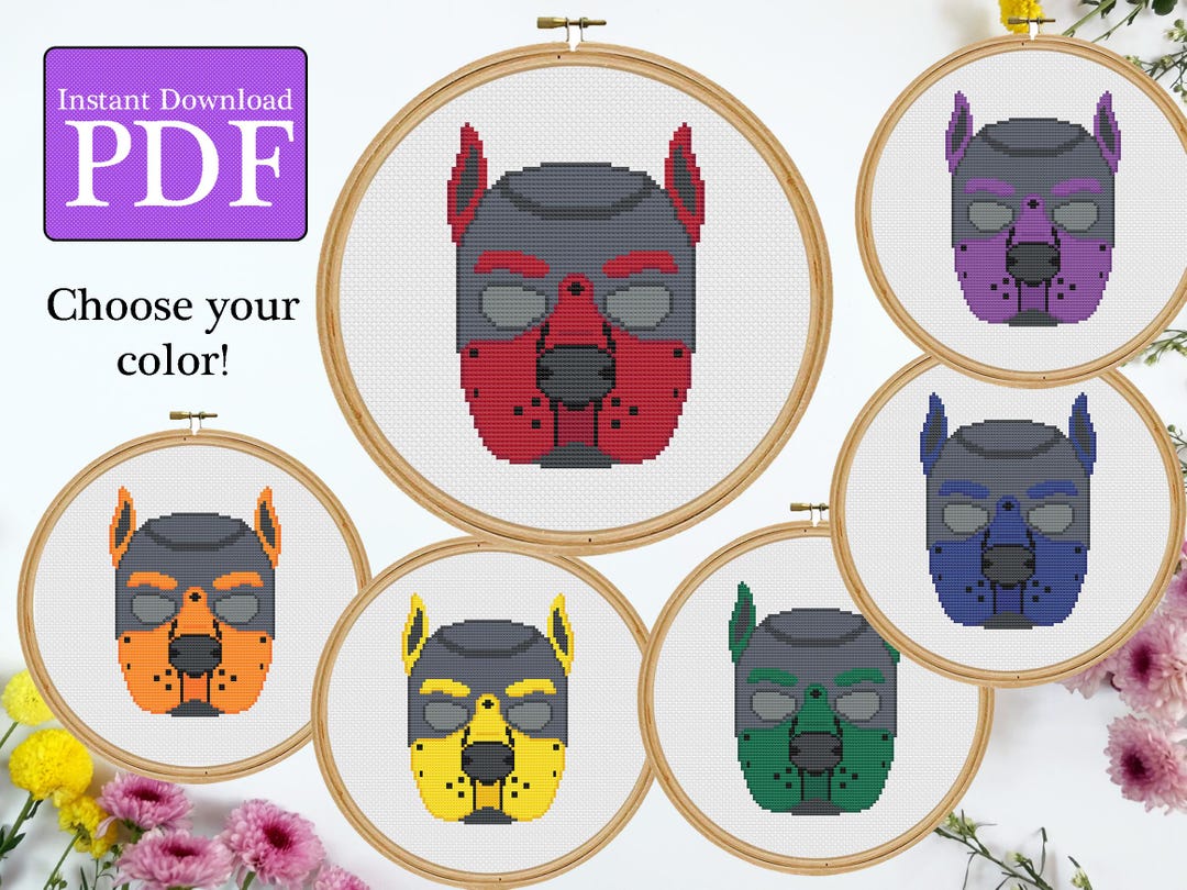 Puppyplay Pup Hood Cross Stitch Pattern | Neoprene Pup Mask | Fetish ...