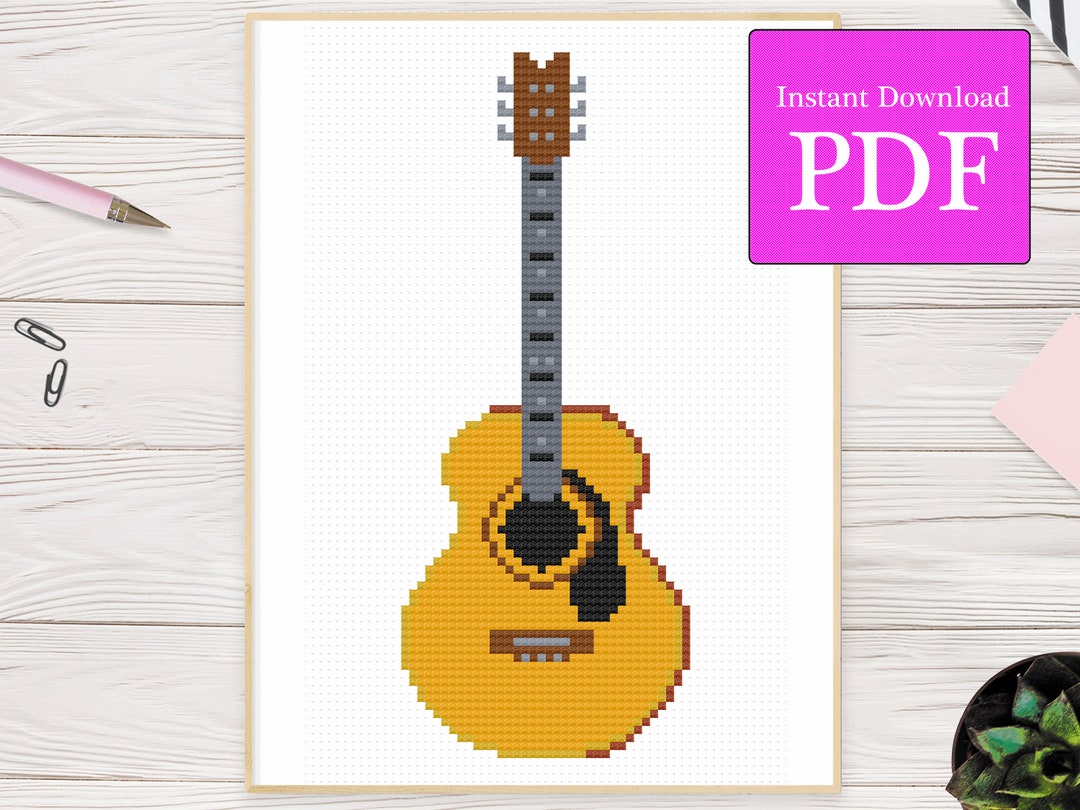 Acoustic Guitar Cross Stitch Pattern - Etsy