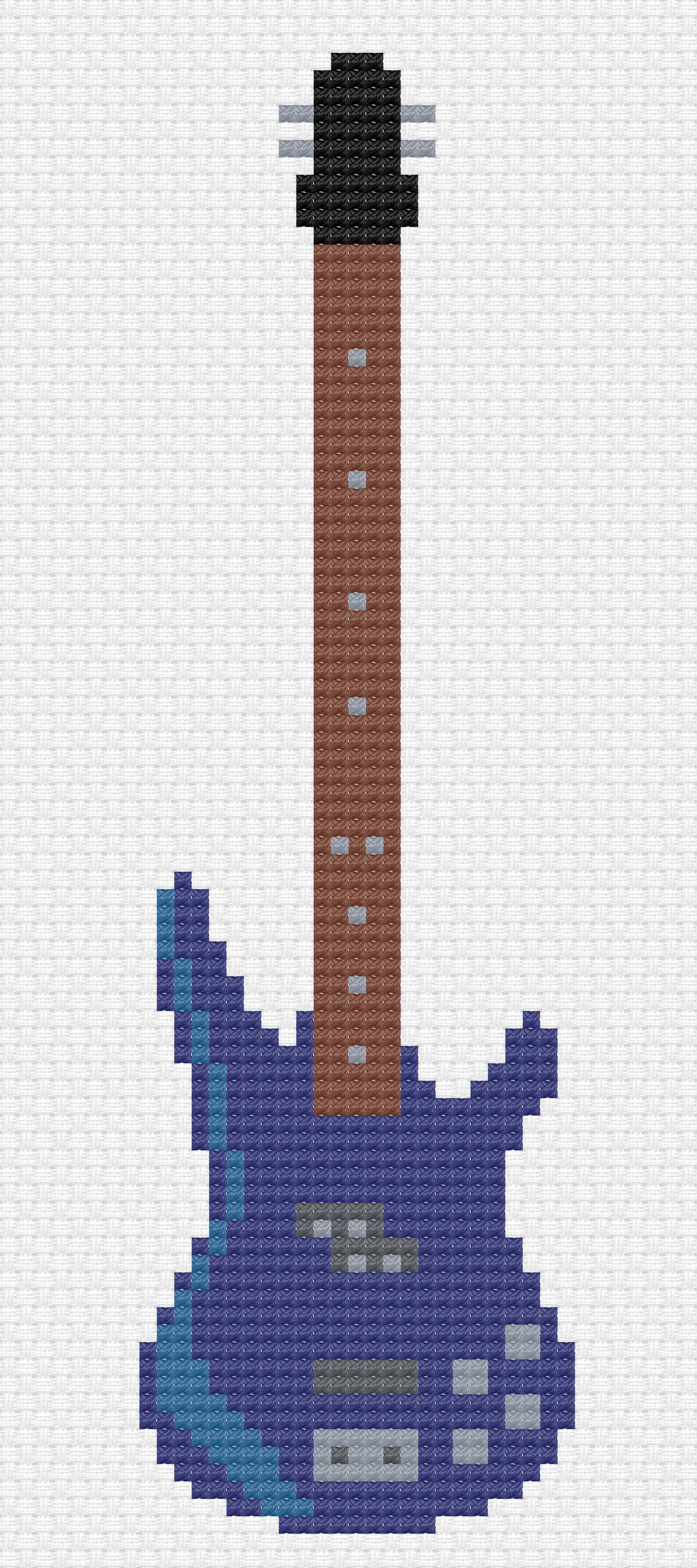 Navy Blue Bass Guitar Cross Stitch Pattern - Etsy
