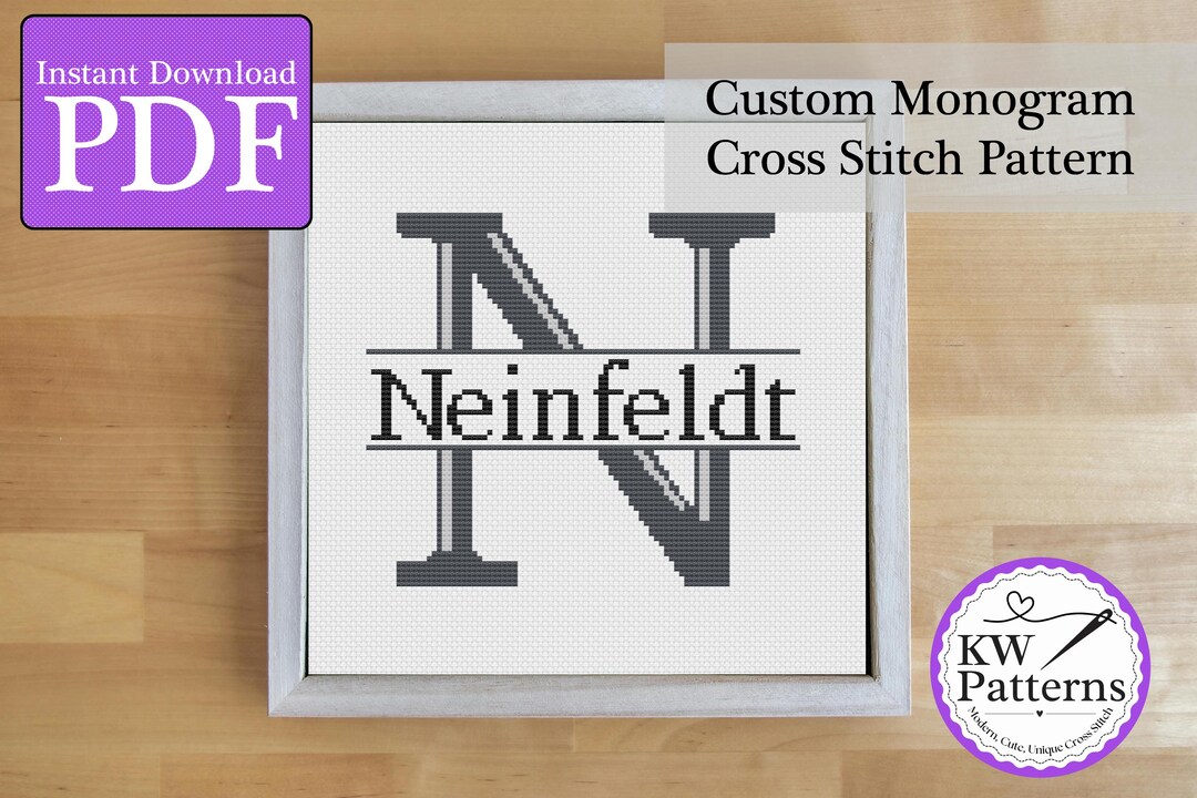 Custom Monogram Name and Letter Cross Stitch Pattern | Digital Download ...