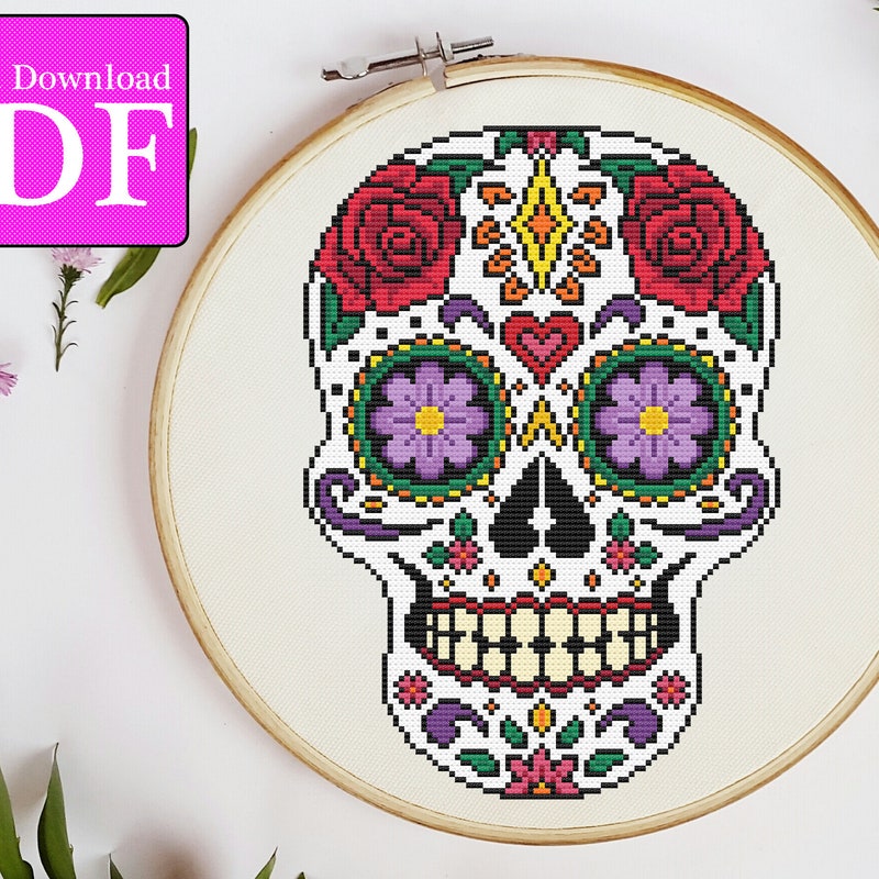 Sugar Skull Cross Stitch Pattern - Etsy UK