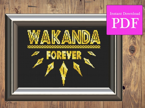 Gold Wakanda Forever Cross Stitch Pattern | Etsy