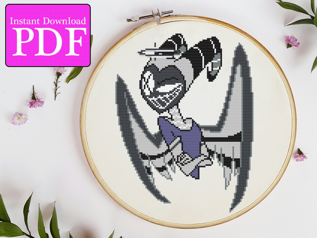 Exterminator Lute Cross Stitch Pattern | Hazbin Hotel | 8 Inch Hoop ...
