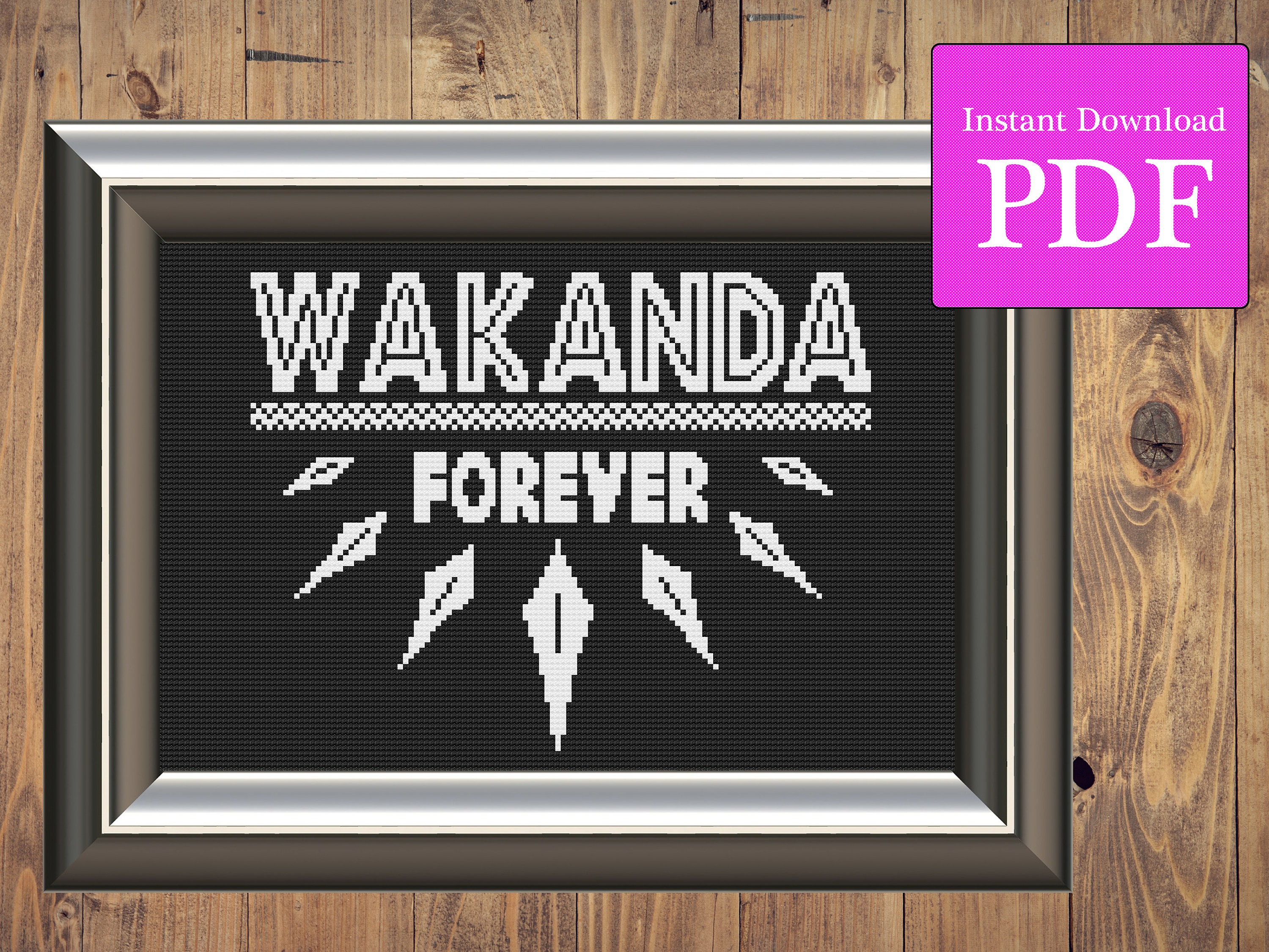 Wakanda Forever Black Panther Cross Stitch Pattern - Etsy 日本