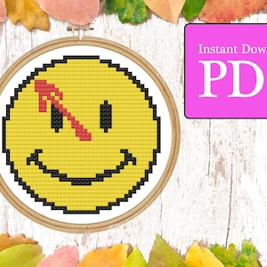 Watchman Smiley Face Pin Cross Stitch Pattern - Etsy