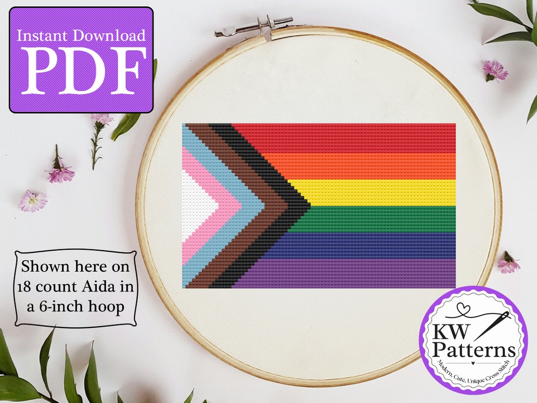 Progress Pride Flag Cross Stitch Pattern | Inclusive Pride Flag | Trans ...