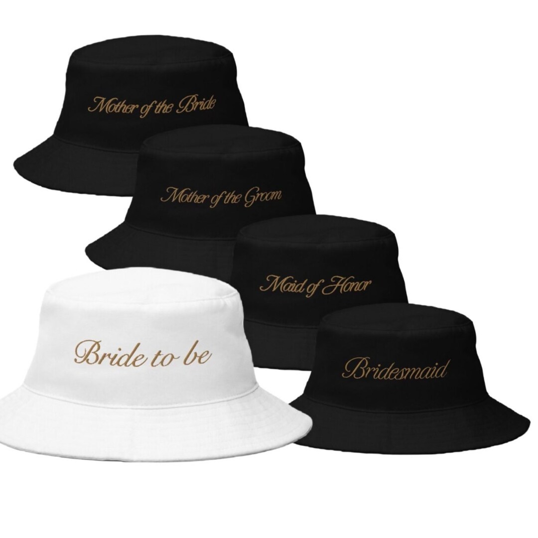 Wedding Party Bucket Hats | Matching Bridesmaid Hats | Bride | Bridal ...