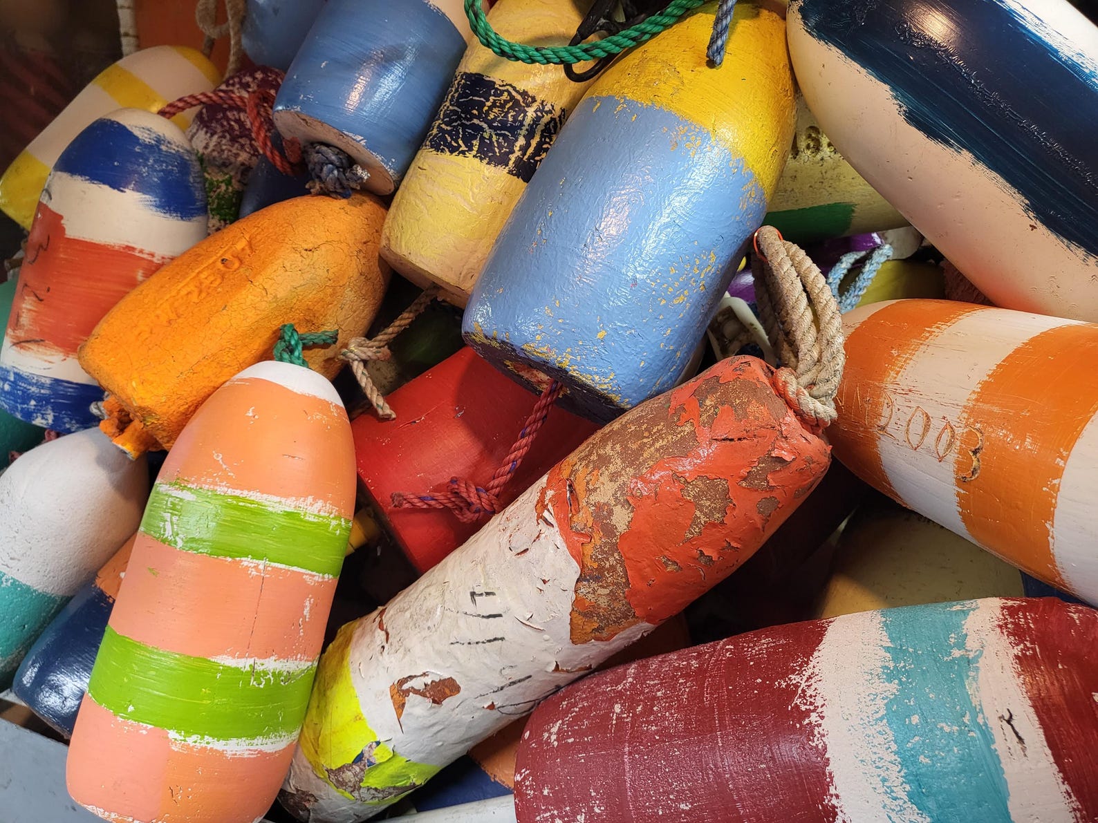 5 Buoys While They Last Rustic Distressed Real Painted Maine Lobster ...
