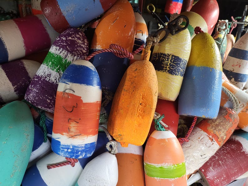 5 Buoys While They Last Rustic Distressed Real Painted Maine Lobster ...