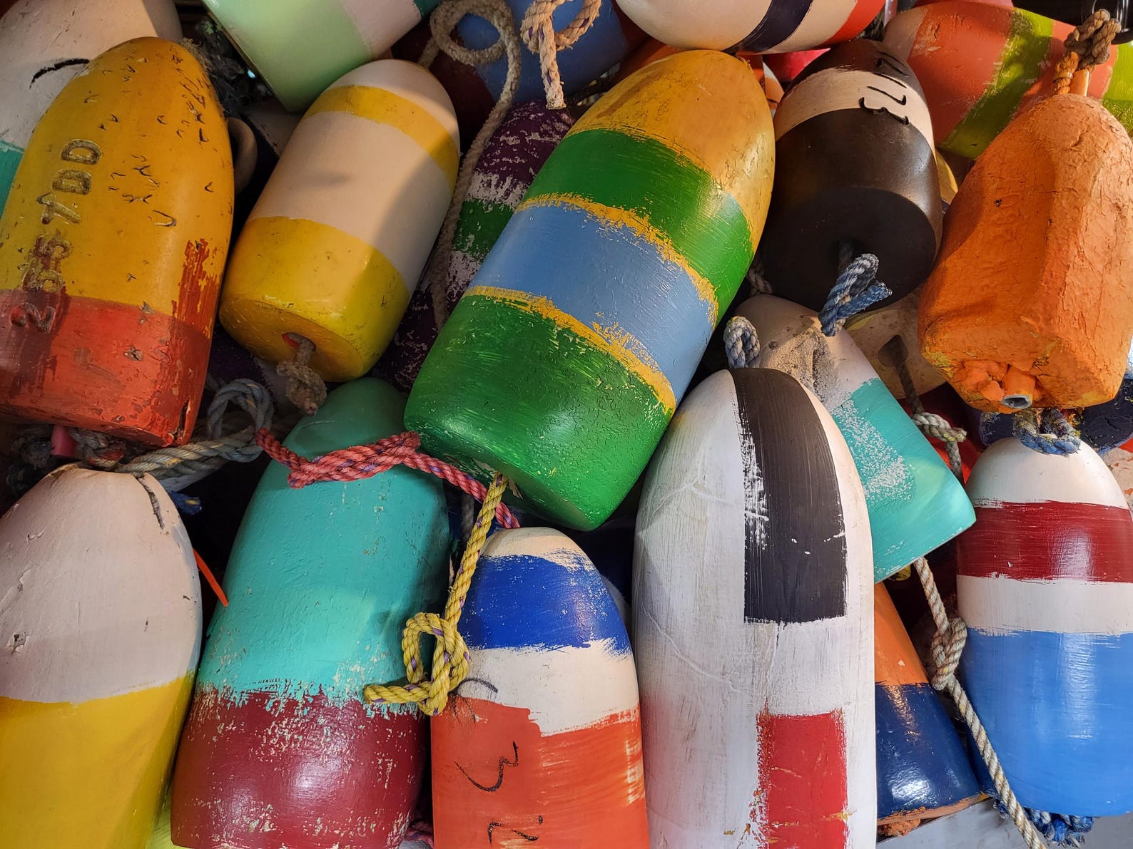 5 Buoys While They Last Rustic Distressed Real Painted Maine Lobster ...