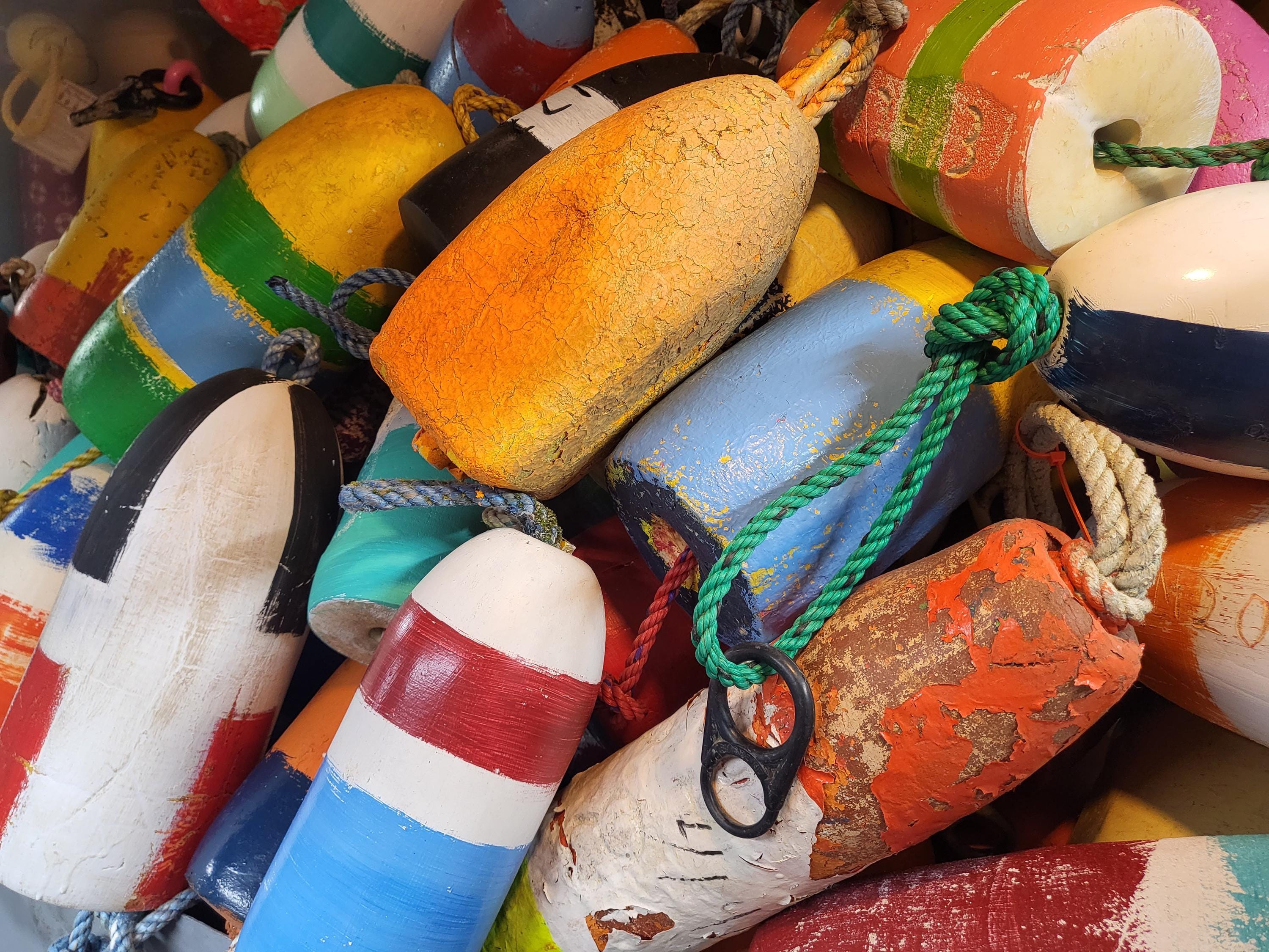 5 Buoys While They Last Rustic Distressed Real Painted Maine Lobster ...
