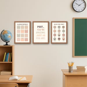 Boho Classroom Decor Set: Birthday Chart, Feelings Poster, Positive ...