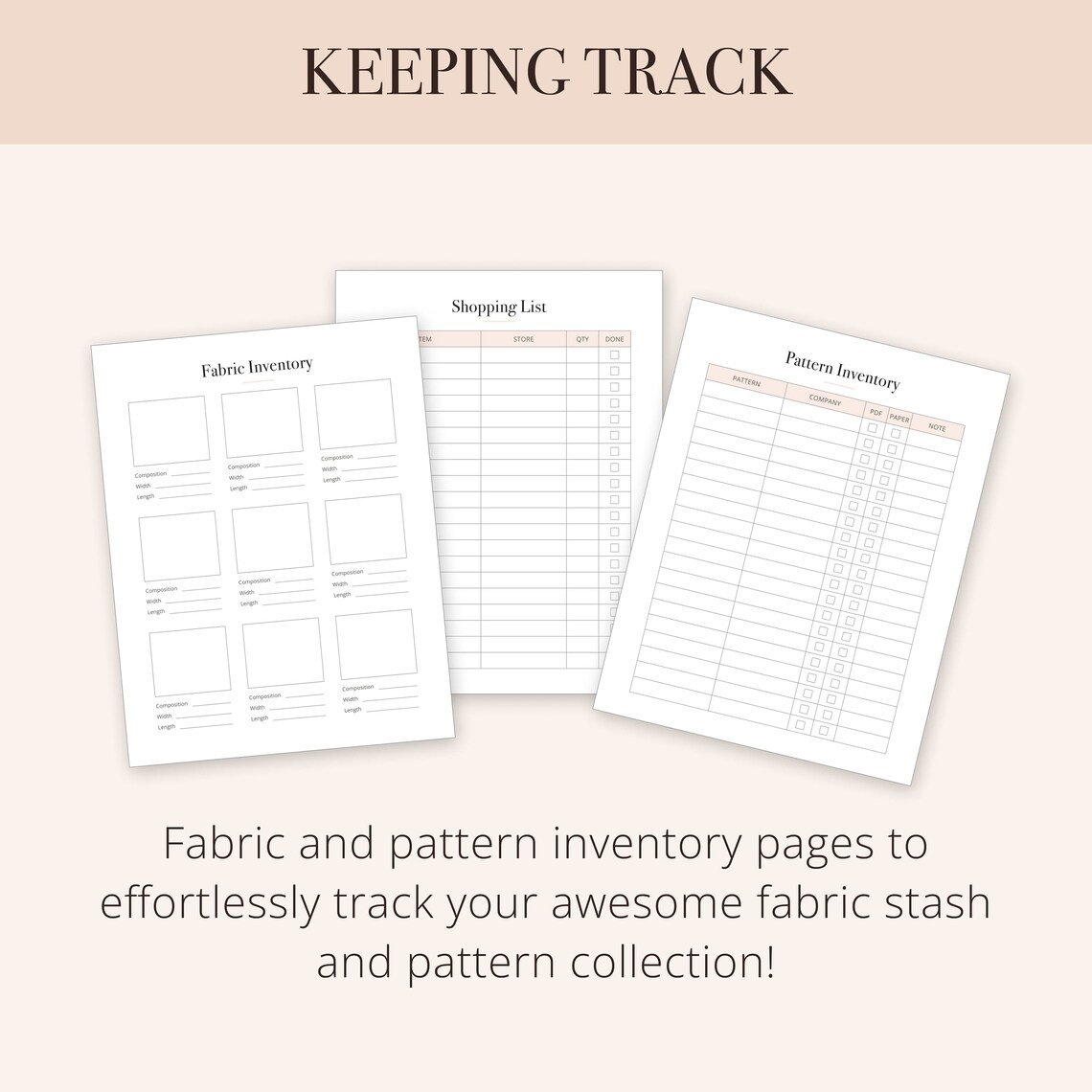 Sewing Planner | Digital Printable, Sewing Project Tracker, A4 and US ...