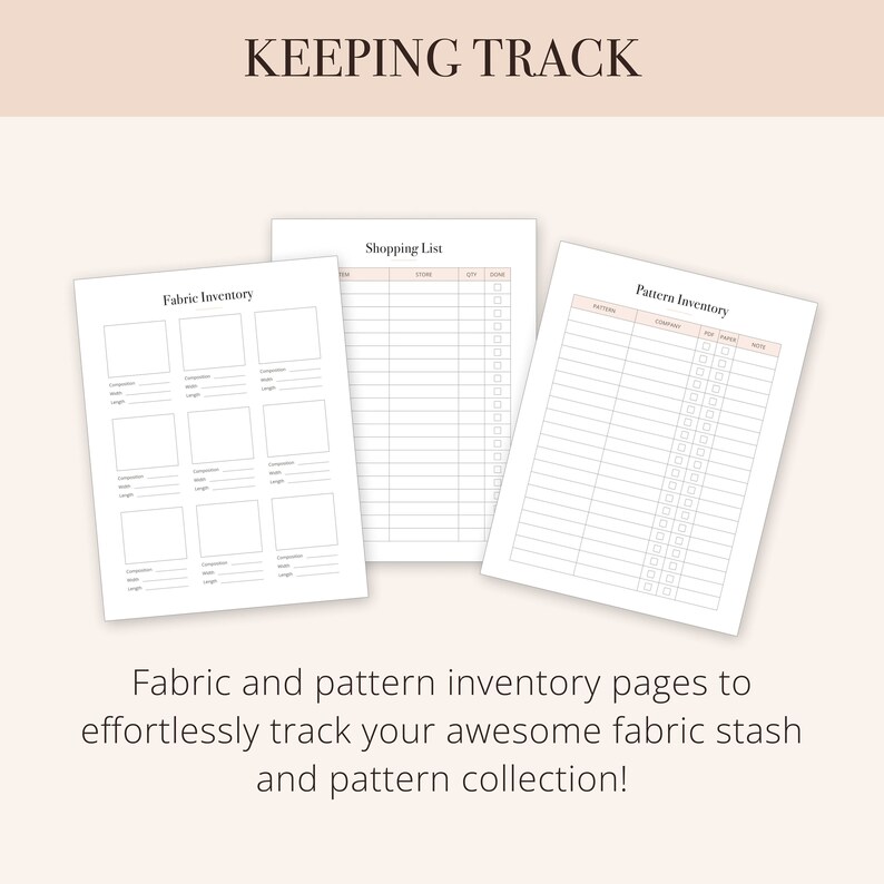 Sewing Planner | Digital Printable, Sewing Project Tracker, A4 and US ...