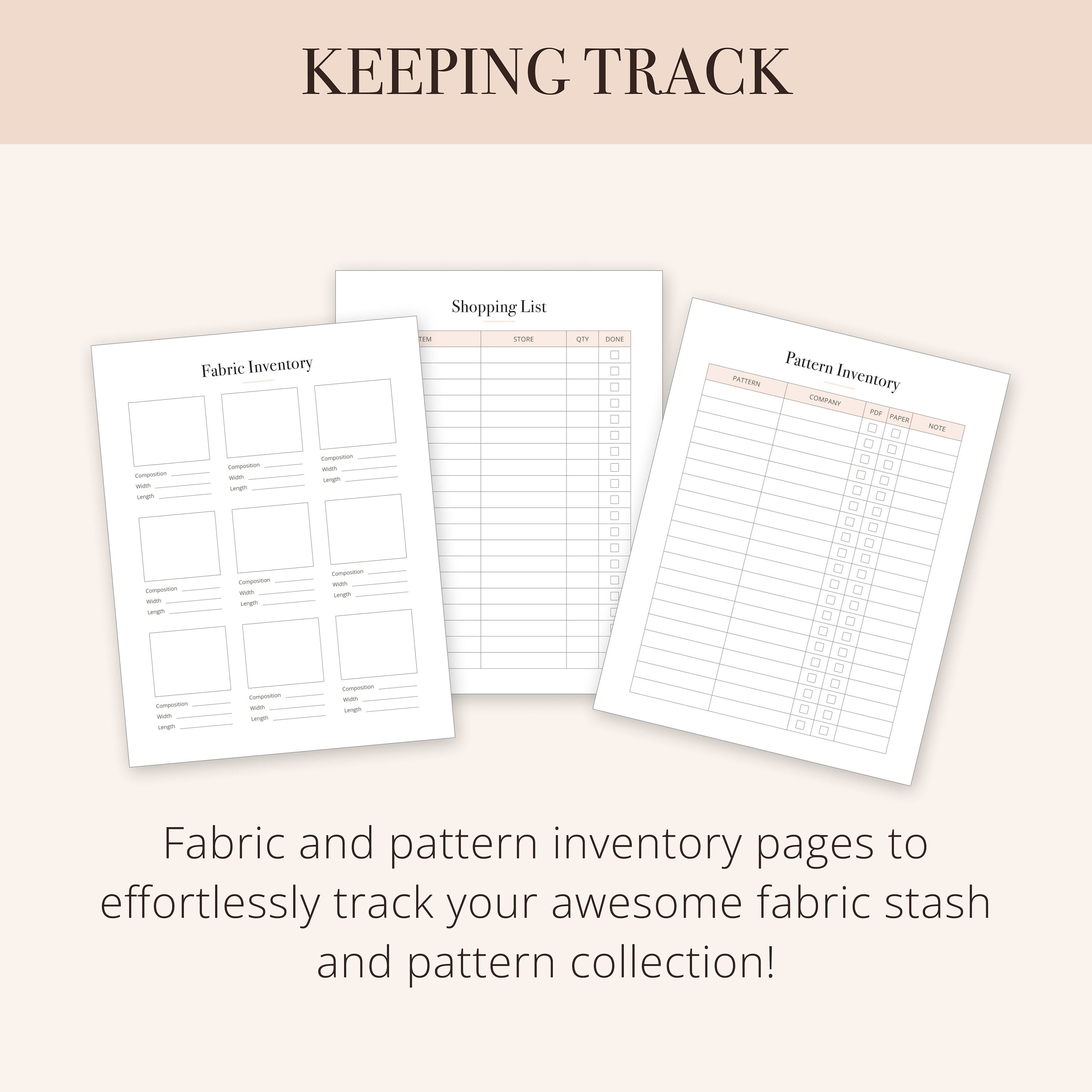 Sewing Planner | Digital Printable, Sewing Project Tracker, A4 and US ...