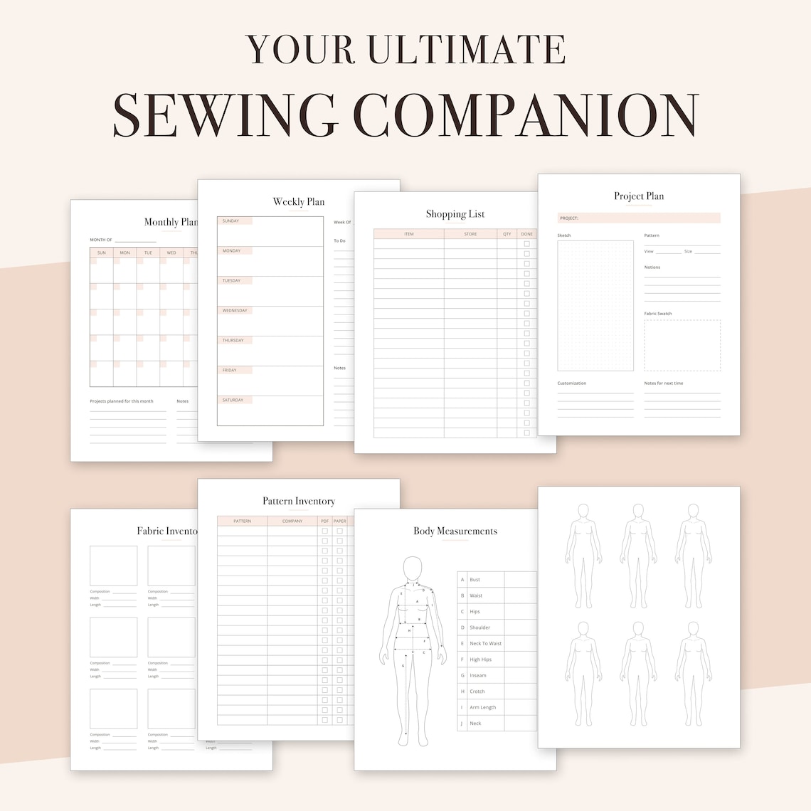 Sewing Planner | Digital Printable, Sewing Project Tracker, A4 and US ...