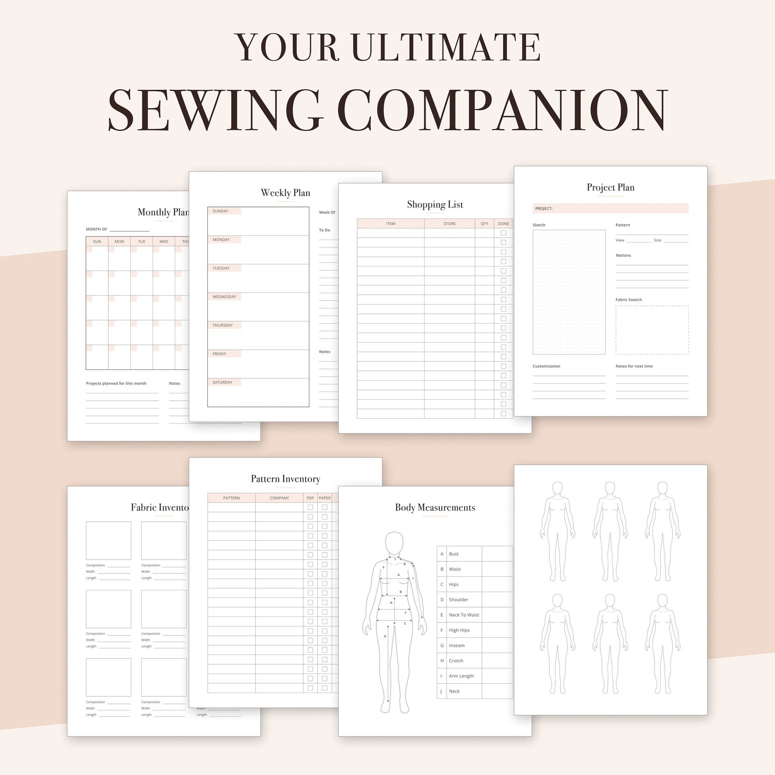 Sewing Planner | Digital Printable, Sewing Project Tracker, A4 and US ...