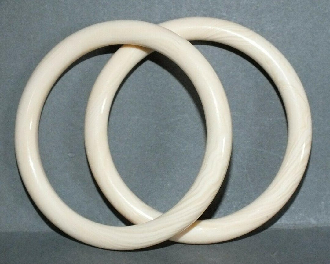 Two Ivory Structure Design Resin Mixed With Fish Bone Bangle Bracelets ...
