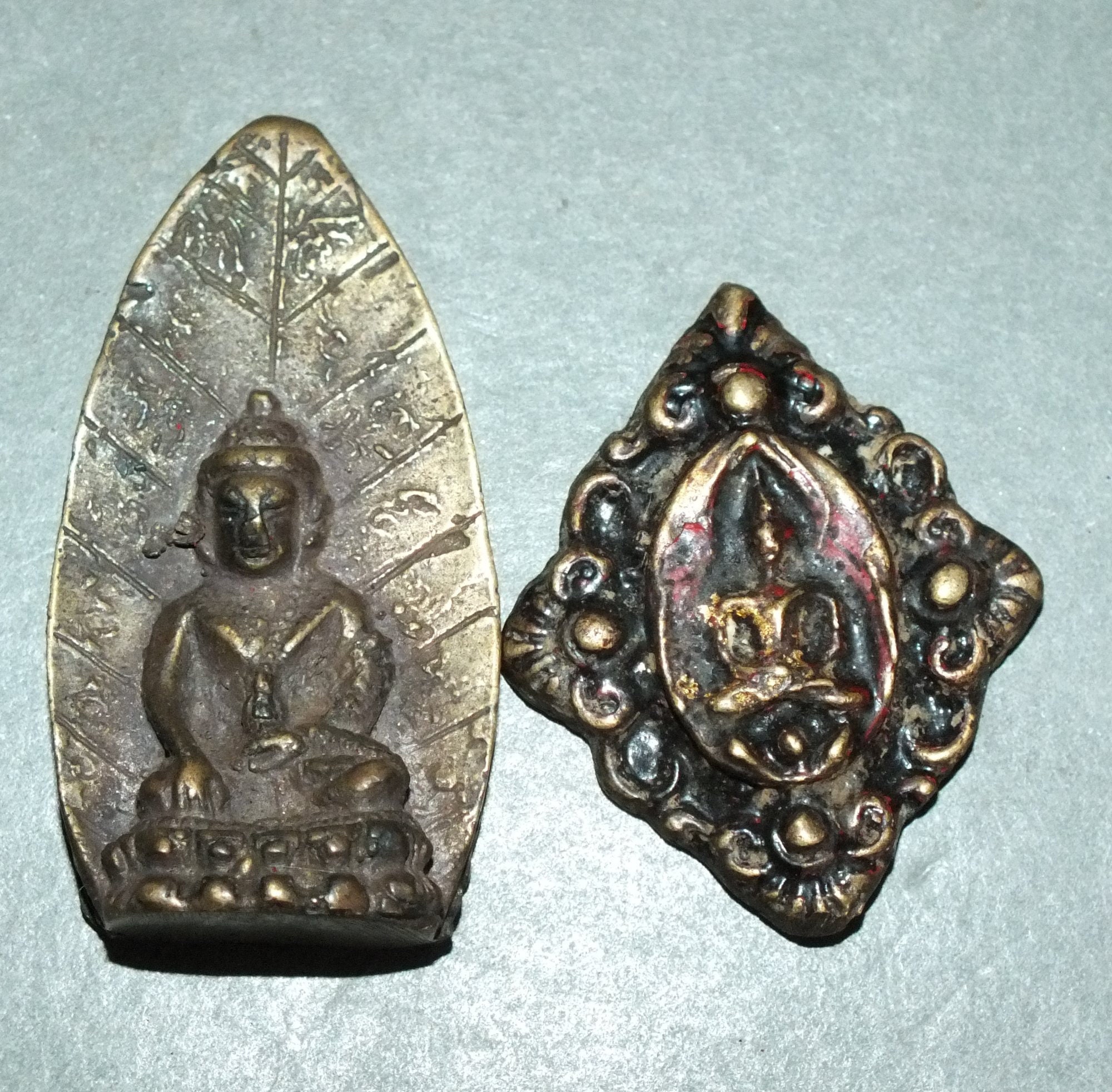 Two Metal Buddha Charm With Gold Traces Talisman Thailand FREE - Etsy UK