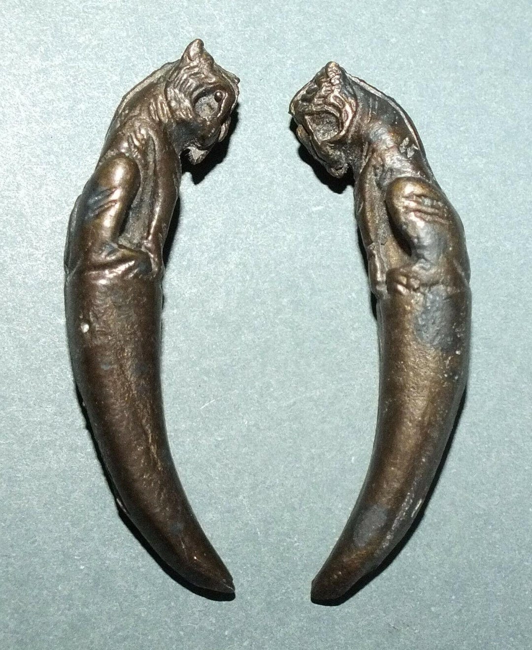 Two Metal Tiger Amulets Talisman With Tooth Shape Thailand - Etsy