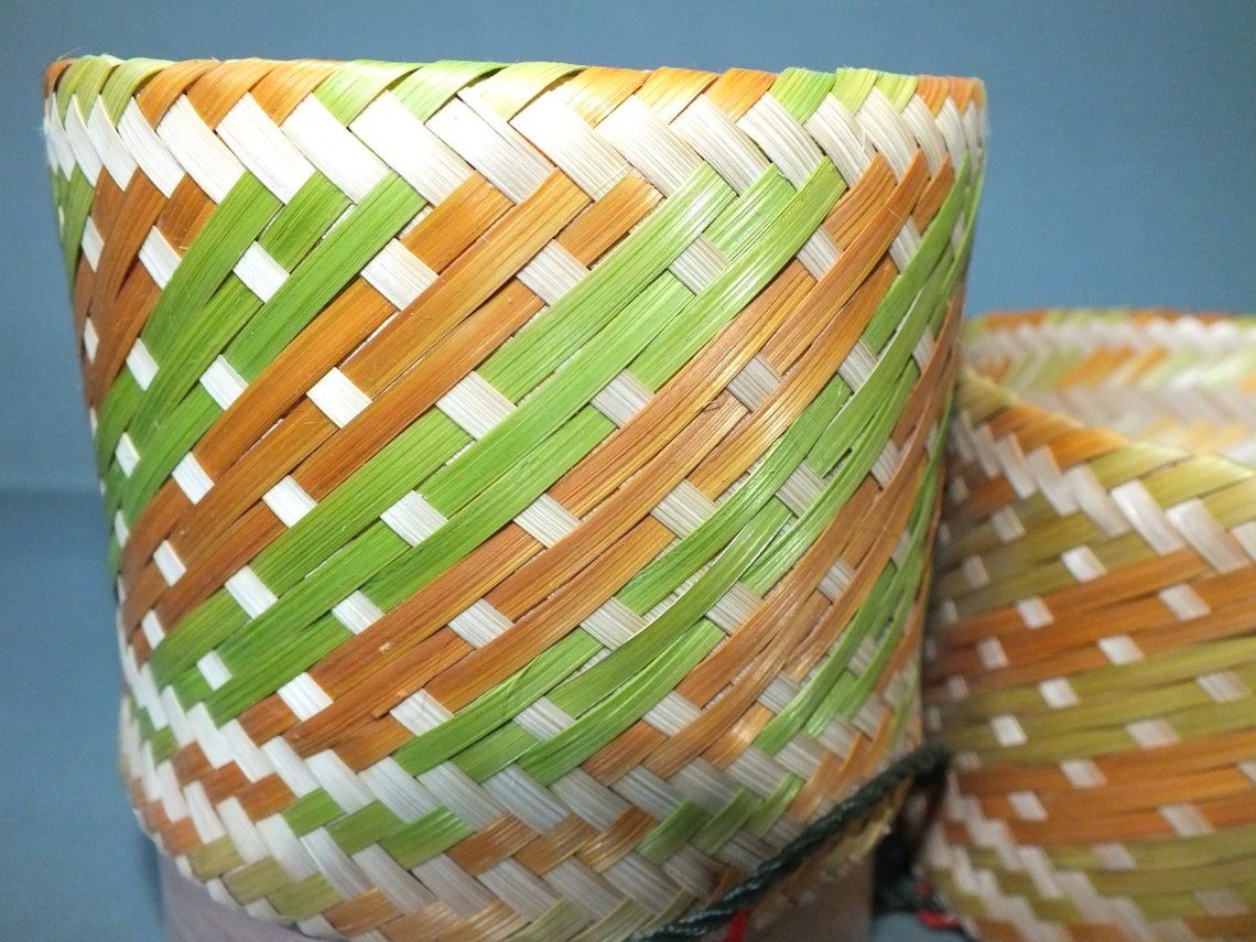 Bast Fibre Rice Basket Handmade Basket Thailand - Etsy