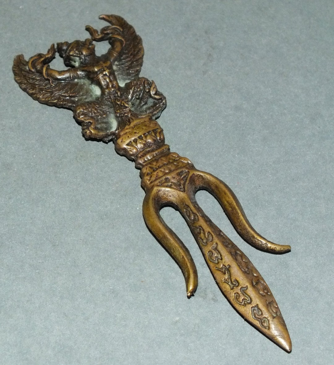 Brass Buddhist Ritual Dagger With Garuda Handle With Inscription ...