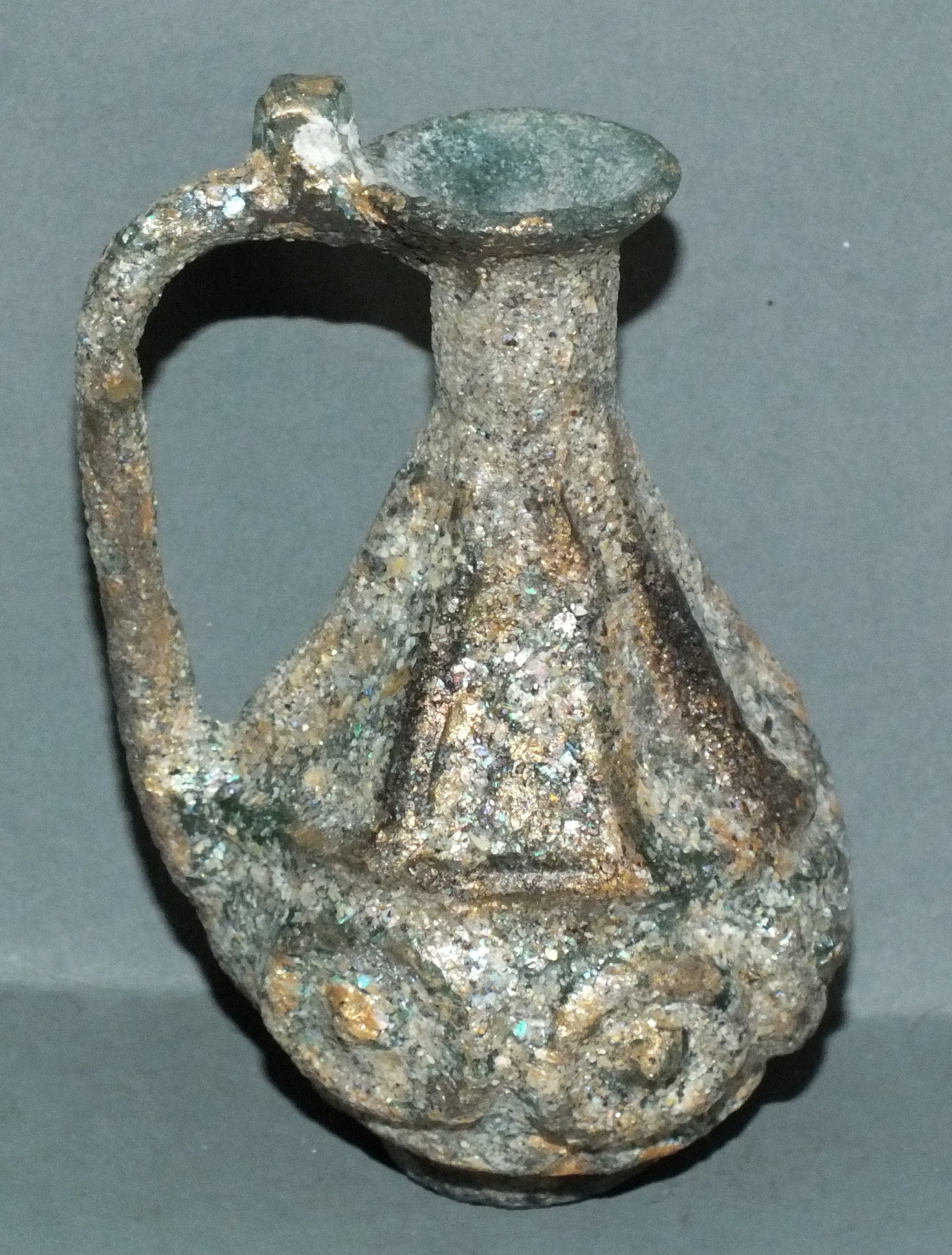 Ancient Roman Glass Jug, Iridescent Patina, Antique Vessel, Museum ...